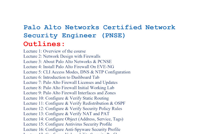 Train and support palo alto network security professional pcnse course by Nextgentechacad | Fiverr